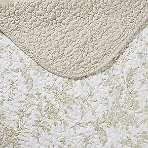 Laura Ashley Home - Queen Quilt Set, Cotton Reversible Bedding with Matching Shams, Home Decor for All Seasons (Amberley Biscuit, Queen)