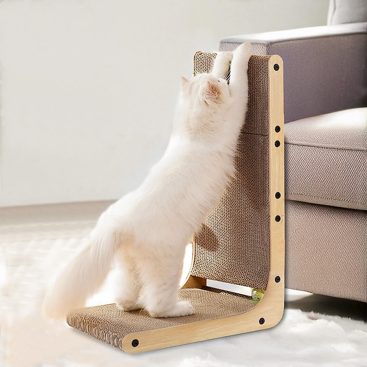 Familypoint Cat Scratcher, Cat Scratching Post with Ball Cat Toy, Large Cat Scratcher for Indoor Cats with Catnip,Cat Scratching Board Cardboard Cat Scratcher with Double-Sided Usability