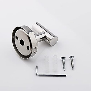 TocTen 4 Pack Bath Towel Hook Set, SUS 304Stainless Steel Robe Hook, Heavy Duty Bathroom Hook Include 2 Wall Mounted Coat Hooks 2 Adhesive Hooks Suitable for Kitchen Office Bathroom