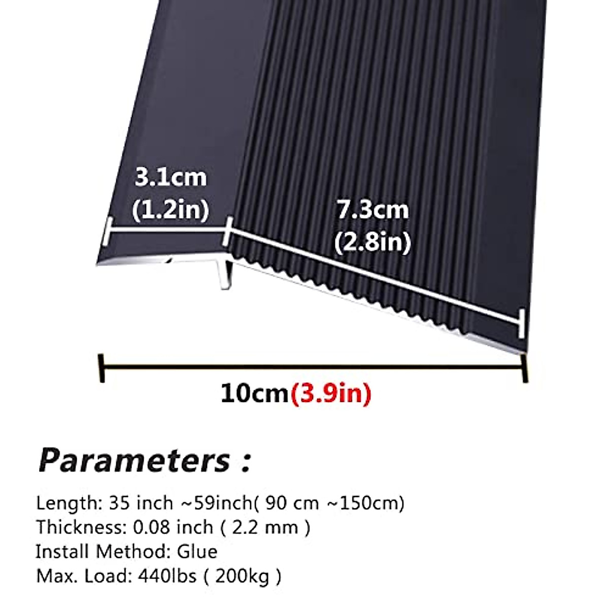 JLXJYS Flooring Uneven Transition Strip, Flooring Edge Trim for Carpet to Tile/Wood to Tile, Aluminum Threshold Non-Slip Ramp (Color : Gold, Size : 105cm(41.3in))