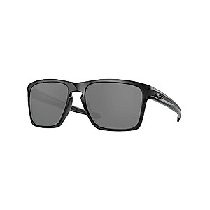 Oakley Men's OO9341 Sliver XL Rectangular Sunglasses, Polished Black/Grey, 57 mm