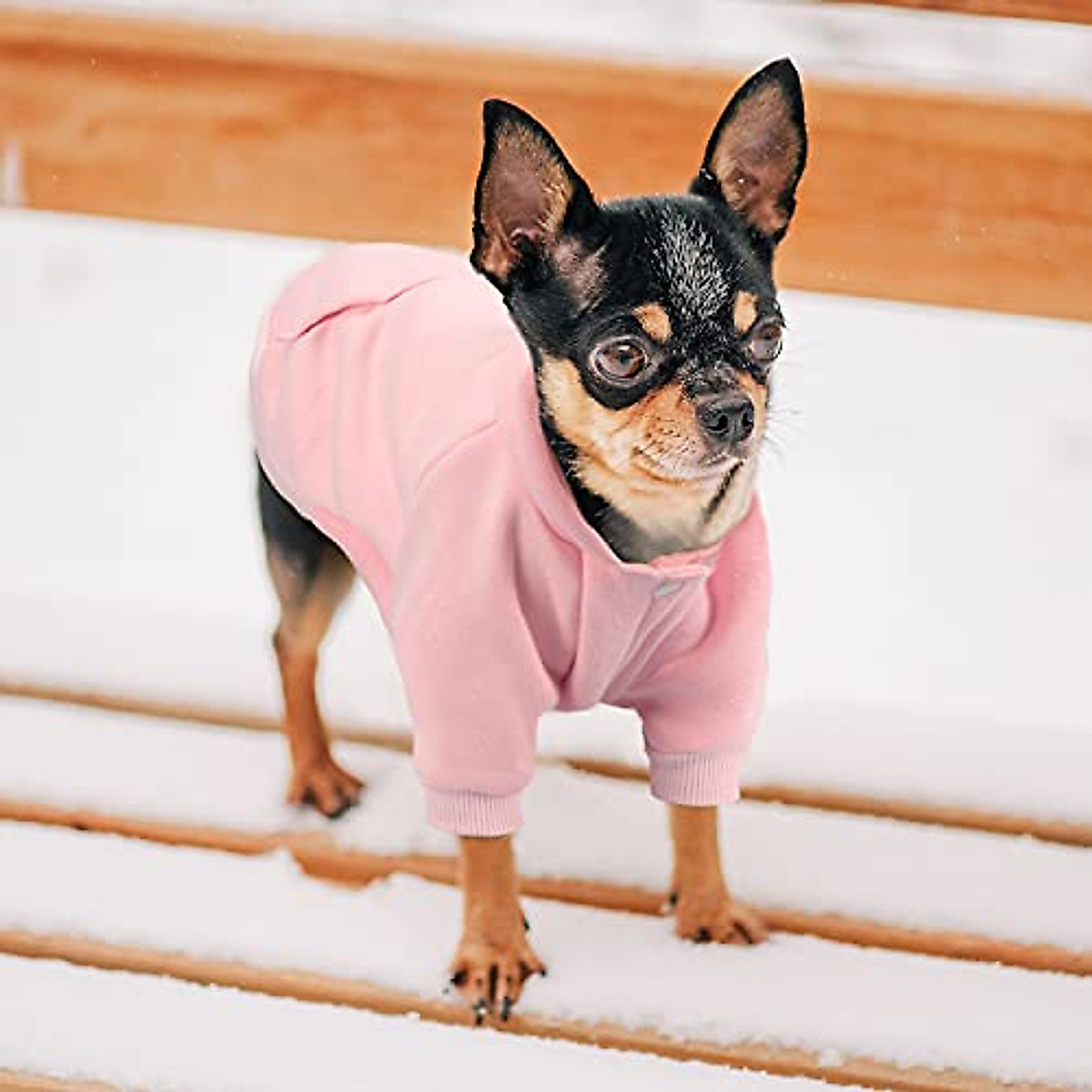 Gootailor Pet Clothes for Small Dogs Cute Puppy Hoodies Blank Doggie Sweater Warm Sweatshirt Pink Small