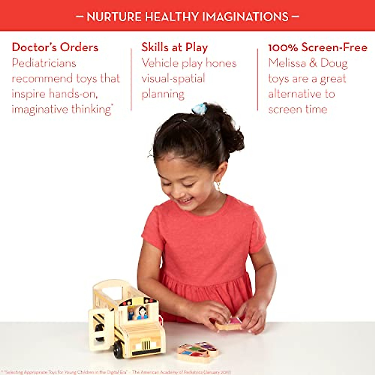 Melissa & Doug School Bus Wooden Play Set With 7 Figures - School Bus Toddler Toy For Pretend Play, Classic Toys For Kids