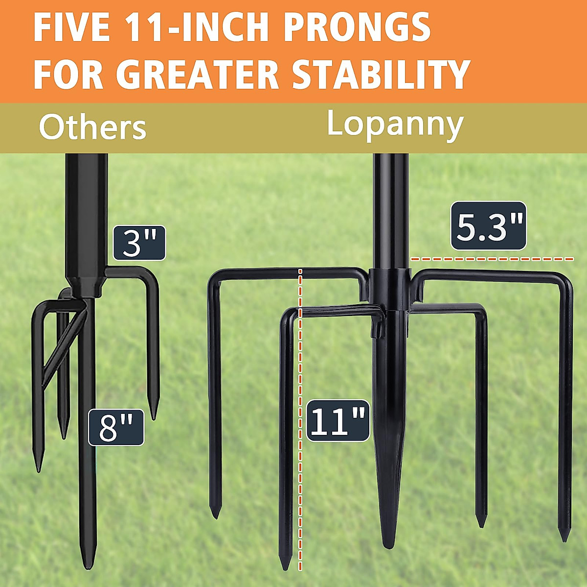 LOPANNY String Light Poles, Sturdy Outdoor Light Pole for Hanging String Lights, Deck Lighting Stand for Party