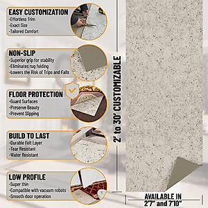 Ottomanson Non Slip Rug Pad Grip 3X10 1/8 Thick, Protection for Any Flooring Surface, Keep your Runner Rug and Area Rugs in place, 2'6'' x 9'11", Beige