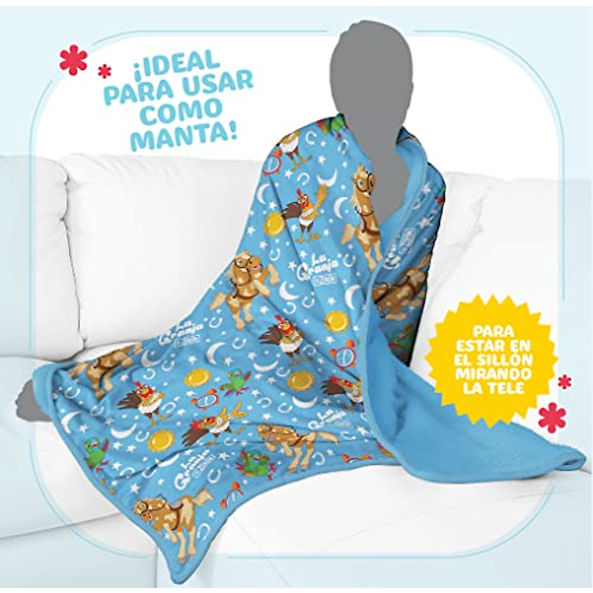 LA GRANJA DE ZENÓN Flannel Blanket 1 Square El Reino Infantil | Super Soft Plush Throw Blanket | Kids Bedroom Decor