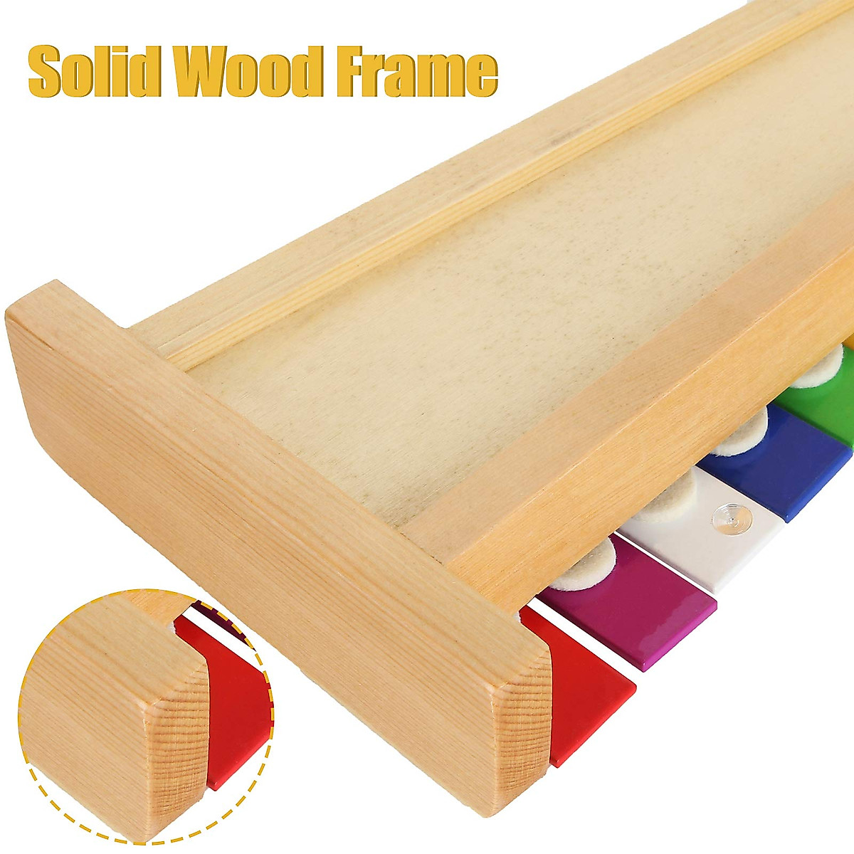 15 Note Toddler Xylophone Multi-Colored Metal Bars Glockenspiel Resonator Bells with 2pcs Mallets