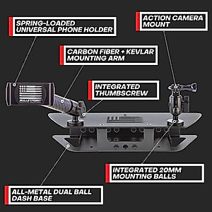 Bulletpoint Metal Dash Mount Phone Holder & Action Camera Mount Compatible with 2019+ Chevrolet Silverado GMC Sierra Multi-Device Dash Mount with 20mm Ball System (Dual Ball Mount)