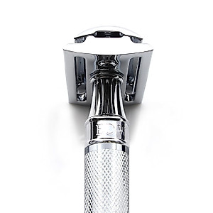 Edwin Jagger DES89KN Short Handled Classic Double Edge Manual Eco-Friendly and Reusable Safety Razor for Men and Women for Shaving Cream or Soap Fits All DE Razor Blades (Knurled)