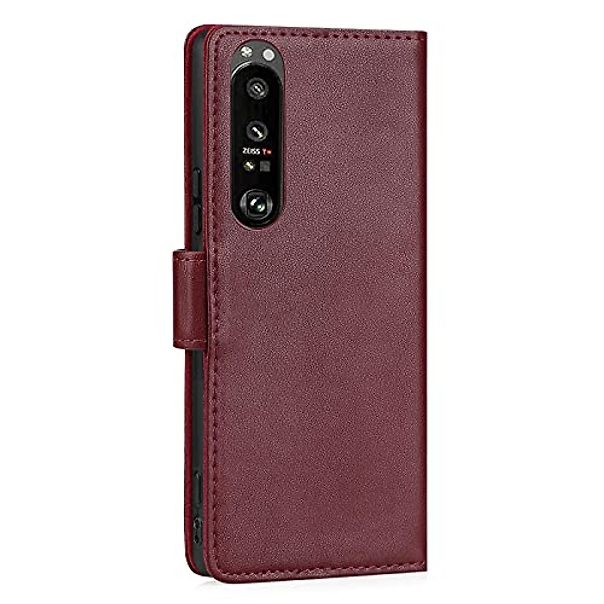 Chalk & Hide - Real Leather Book Wallet Case Cover for Sony Xperia 1 III (2021), Real Leather Design with Card Slot, Magnetic Closure and Built in Stand - Burgundy