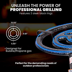 Machika L-50 Butane/Propane Burner | Professional Paella Pan Burner | 3 Ring Outdoors Burner | Ceramic Coating | Perfect for Restaurants, Outdoor Events and More | Fits up to 32 Pans |