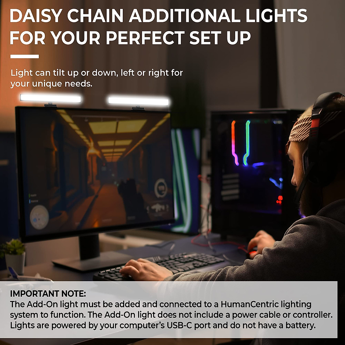 HumanCentric Video Conference Lighting - Webcam Light for Streaming, LED Monitor and Laptop Light for Video Conferencing, Zoom Lighting for Computer, Replaces Ring Light for Zoom Meetings, Triple Kit