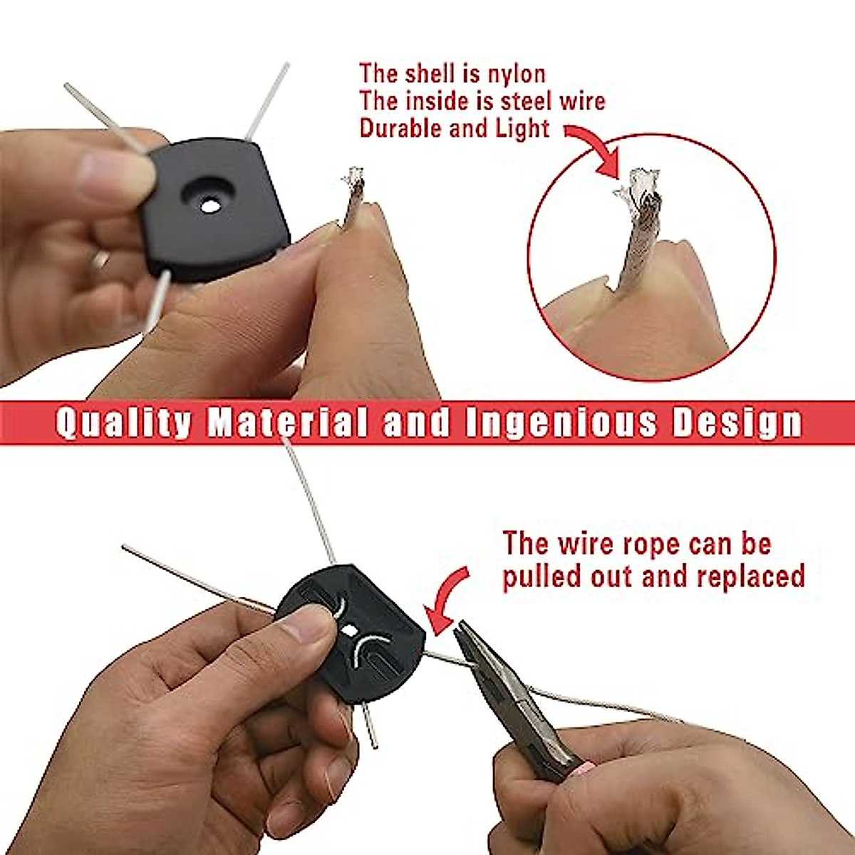 NeJesZoe 10 Pieces String Trimmer Head,Electric Weed Eater Wire Replacement Head,Steel Wire Trimmer Spool Line,Weed Trimmer Cutter Head for Cordless Grass Trimmers with Bore 0.2inch/5.5mm