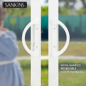 SANKINS Sliding Patio Door Handle Pull Set with Mortise Lock, Full Replacement White Diecast Non-Keyed Gate Handle Set for Sliding Glass Door, Fits 3-15/16” Hole Spacing