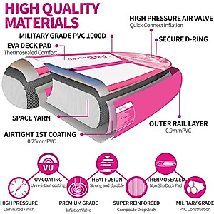 A&BBOARD Pink Stand Up Paddleboard, 10ft/11ft Pink Paddle Boards for Adults with Premium SUP Accessories & Backpack, Dual Action Pump, Wide Stance, Non-Slip Deck for Beginners & Experts