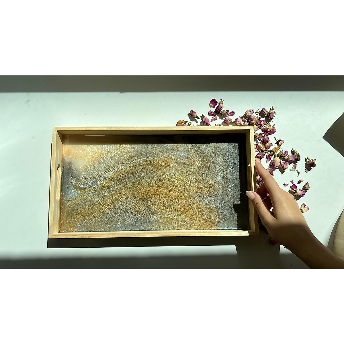 Bamboo Serving Tray Bamboo Decor - Five Piece Nested Breakfast Bamboo Tray - Wood Crafts Trays for Organizing | Bathroom Tray - Food Trays for Party Buffet Montessori Wooden Trays for Serving