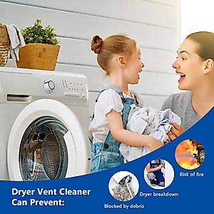Dryer Vent Cleaner Kit, Lint Remover, Flexible Reusable Strong Nylon Rods Extends Up to 30 Feet, Lint Brush Head, Cleaning Duct Pipes, Use with or Without Power Drill