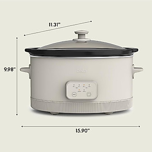 bella 6.0 Qt Programmable Slow Cooker, EverGood™ Ceramic Nonstick Coating, Adjustable Temperature & Cooking Times, Dishwasher Safe Stoneware Pot & Tempered Glass Lid, Tangle Free Cord Wrap, Oatmilk