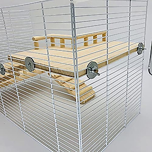 Wooden Hamster Platform with Ladder, Hamster Playground, Bird Perches Cage Toys, Hamster Rat Guinea Pig Chinchilla Cage Accessories