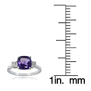 Ice Gems Sterling Silver African Amethyst and Cushion-cut Ring, Size 9