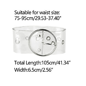 Allegra K Womens Grommet Clear Wide Waist Belts for Dresses Transparent Belts Pin Buckle 75-95cm/29.53-37.40" Silver Round Buckle