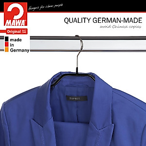 MAWA by Reston Lloyd Silhouette Series Non-Slip Space Saving Clothes Hanger with Bar & Hook for Pants and Skirts, Style 41/FRS, Set of 5, Black