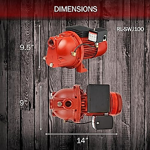 Red Lion RL-SWJ100 1 HP, 17 GPM Dual Voltage (115/230 Volts) Cast Iron Shallow Well Jet Pump, Red, 97081001