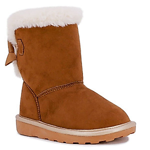 LONDON FOG Girls Toddler Derby Street Fashion Boot Fur Lined Warm Winter Boots Chestnut 10
