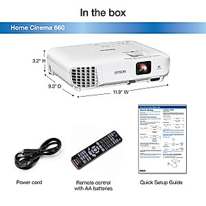 Epson Home Cinema 660 3,300 lumens color brightness (color light output) 3,300 lumens white brightness (white light output) HDMI 3LCD projector