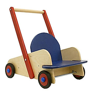 HABA Walker Wagon - Wooden Baby Push Walker, Sit to Stand Walker for Baby Learning to Walk, Push Toys for Toddlers 1-3 with Seat & Storage, 10 Months+
