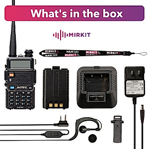 BAOFENG UV-5R MK4 MIRKIT 8W Max Power 2024 Ham Radio VHF/UHF 144-148/420-450 mhz Two Way Radio with 1800 mAh Baofeng Battery, Mirkit Lanyard Ham Radio & Software for walkie talkie