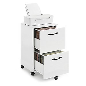 VASAGLE 2-Drawer File Cabinet, Filing Cabinet for Home Office, Small Rolling File Cabinet, Printer Stand, for A4, Letter-Size Files, Hanging File Folders, Modern Style, White UOFC040W46