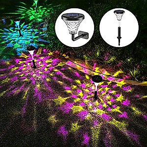 Nenkidi Bright Solar Powered Pathway Lights, 8 Pack Solar Lights Outdoor Garden Waterproof, Led Landscape Lighting Decorative for Path Yard Lawn Walkway Patio Fence Warm White&Dynamic Multicolor
