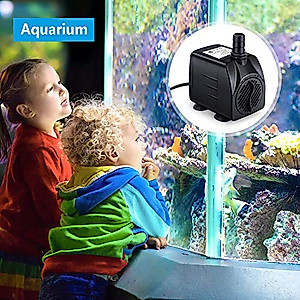 CWKJ Fountain Pump, 2 Packs 220GPH(15W 900L/H) Submersible Water Pump, Durable Outdoor Fountain Water Pump with 7.2ft（2.2m） Power Cord, 3 Nozzles for Aquarium, Pond, Fish Tank, Water Fountain Pump