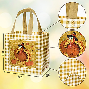 AnyDesign Fall Reusable Gift Bag Pumpkin Turkey Gnome Tote Bags with Handles Autumn Party Treat Bag Grocery Shopping Bag Waterproof Non-Woven Bags for Fall Thanksgiving Pumpkin Patch Party, 8 Pack
