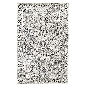 SUPERIOR Indoor Large Area Rugs with Jute Backing, Modern Distressed Floral Decor, Perfect for Entryway, Kitchen, Office, Bedroom, Living/ Dining Room, Dorm, Caine Collection, 5' x 8', Platinum