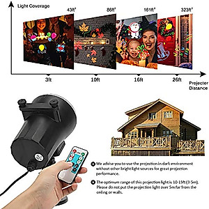 Elec3 Christmas Holiday Led Projection Light 12W, 16 Slides Projector Light Waterproof with RF Romote Used for Home Party Holidays Halloween Decoration
