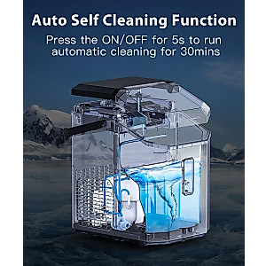 Joy Pebble Nugget Stainless Steel Ice Maker, 10,000pcs/33lbs/Day, Portable Handheld Nugget Ice Maker Machine with Handle, Ice Makers Countertop Self-Cleaning, Ice Scoop and Basket, Silver