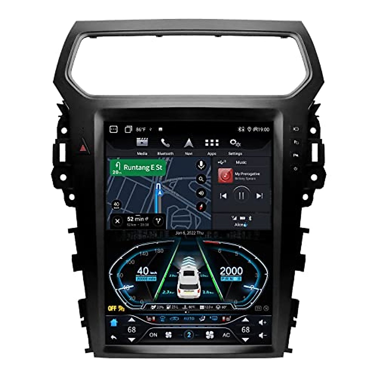 YULU E10 Car Radio Stereo for Ford Explorer 2013 to 2019 Android 10.0 T-Style Head Unit Navigation 12.1 Inch IPS Touchscreen Build in Wireless Carplay Bluetooth WiFi Support DSP Sirius