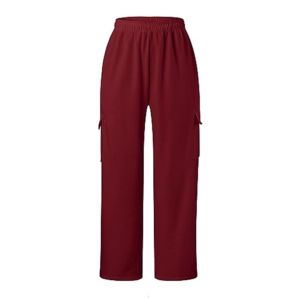 Womens Sweatpants Plus Size Womens Cargo Sweatpants Casual Baggy Fleece Winter Warm Wide Leg High Waisted Loose Fit Joggers Pants Sporty Gym Athletic Lounge Trousers with Pockets C32 Wine