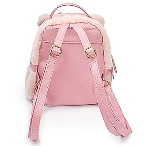 My Melody Backpack for Women Girls, Kawaii Anime Plush Backpack for School, Travel, Everyday Use - Pink Fur
