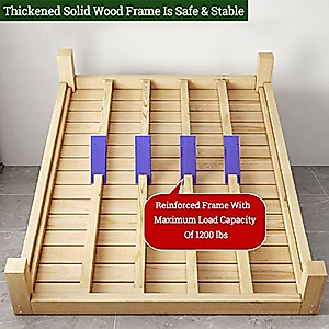 QQXX Scandinavian Bed Frame,Natural Solid Wood Bed Frame,Japanese Platform Bed Frame with Storage Drawers,12" Tall Wooden Floor Bed Frame for Bedroom,Twin XL,39.5" W x 81" L x 12" H