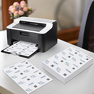 Lincia 200 Sheets 8-1/2" x 11" Blank Perforated Business Cards 8 up Per Page Thickness of 203 Gsm Compatible with Laser Ink Jet Printer White Perforated Paper Cardstock (1600 Cards - 100# Tag)