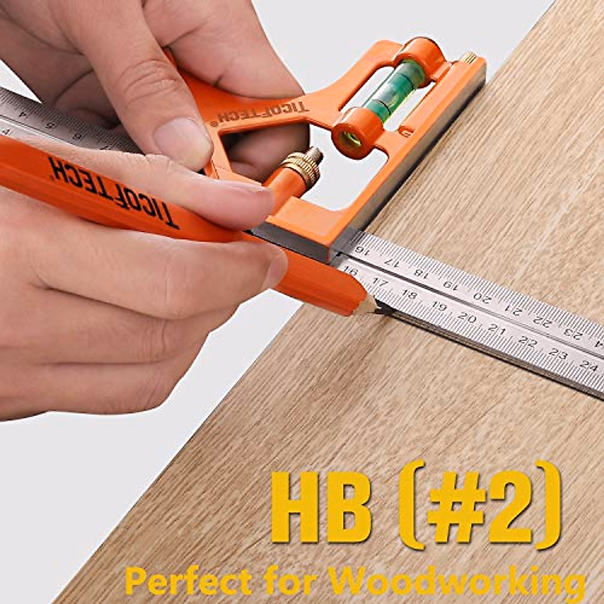 TICOFTECH 12-Inch Combination Square, Inch/Metric Metal Combo Square with Stainless Steel Blade, Accurate Woodworking Measure Square with Carpenter Pencils……