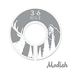 Modish Labels Baby Clothes Size Dividers, Baby Closet Organizers, Closet Size Dividers, Baby Closet Organizers, Clothes Organizer, Neutral, Boy, Girl, Woodland Animals, Tribal, Nordic (Gray)