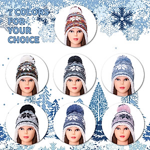 Dosoni Winter Hats for Women Knit Beanie Soft Warm Fleece Lined Long Ear Straps Snow Ski Cap with Pompom Pink