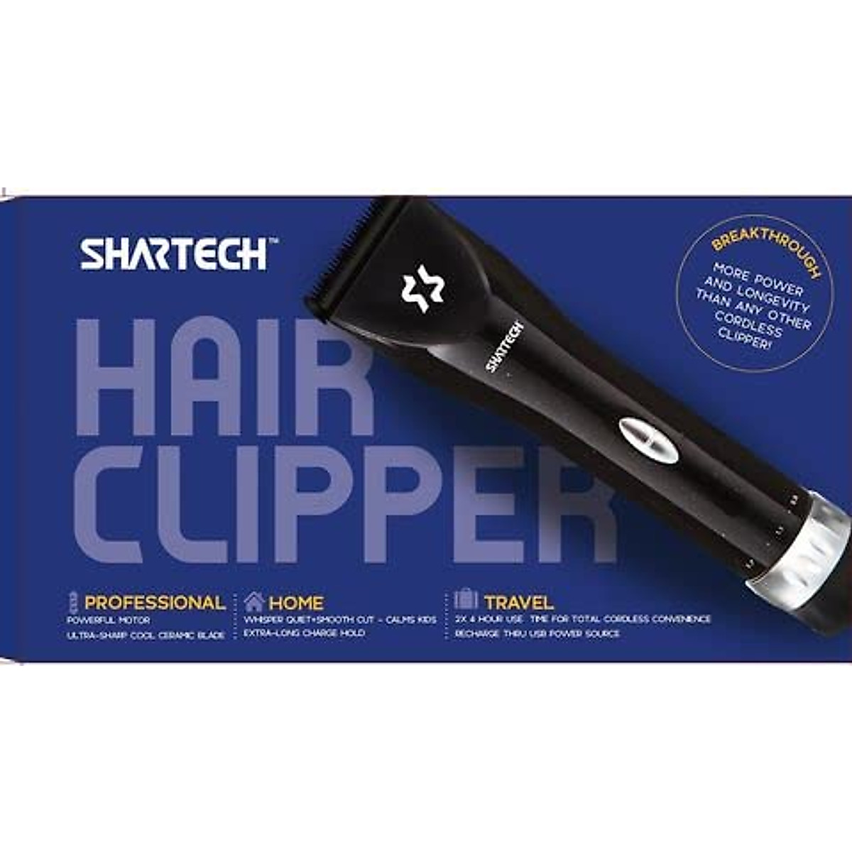 SHARTECH Professional Hair Clipper Cord/Cordless Hair Cutting & Trimming Kit, Super Quality Metal and Ceramic Blade, Cut Size 0.5mm(000)-1.7mm, 3 5 7 9mm Combs, with 2 Rechargeable Lithium Batteries