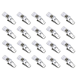 Metal Badge Clips 100 Pack Double Hole Badge Clips Clear Badge Clips Bulk Metal Badge Clips with Clear PVC Straps for ID Cards Nametag Badge Holders Office School