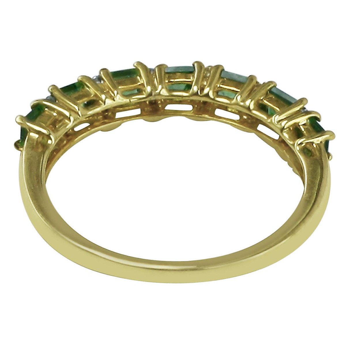 Carillon Tsavorite 2.5MM Natural Gemstone 925 Sterling Silver Ring Wedding Ring (Yellow Gold Plated) for Women (7)