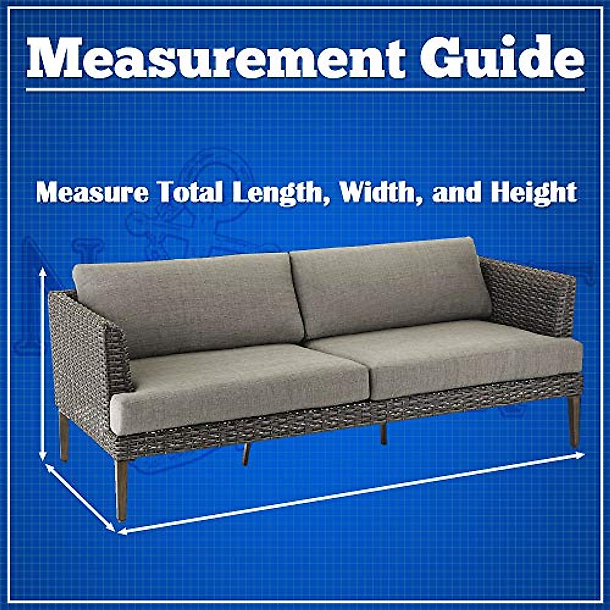 North East Harbor NEH Outdoor Patio Sofa Couch Furniture Cover - 87" W x 38" D x 35" H - Breathable Material, Sunray Protected, and Weather Resistant Storage Cover - Gray with Black Hem